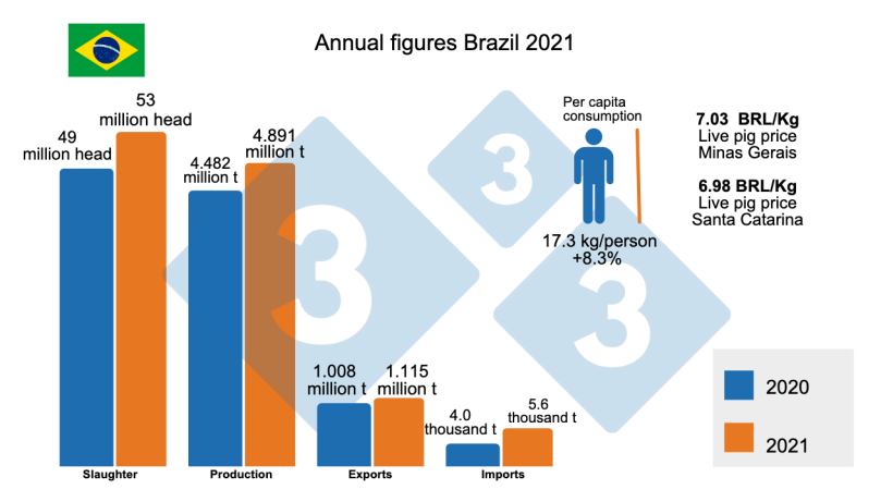 Main indicators for Brazilian pig farming in 2021 - Swine news - pig333 ...